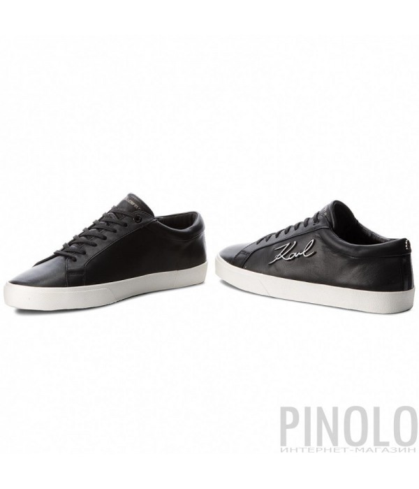 Мужские кожаные кеды Karl Lagerfeld Signature черные - купить в ...